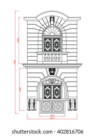 Architectural Entrance Door Vector Line Work Stock Vector (Royalty Free ...