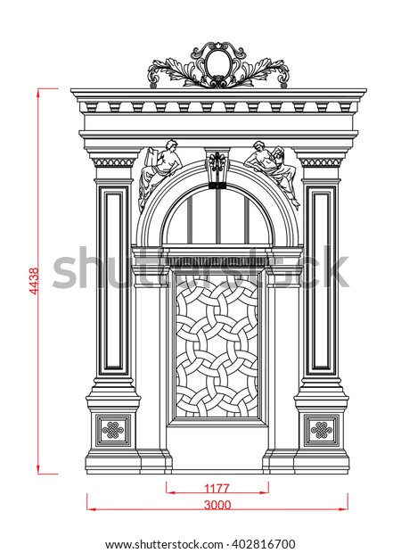 Architectural Entrance Door Vector Line Work Stock Vector (Royalty Free ...