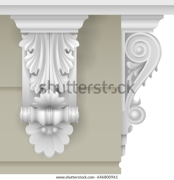 Architectural Facade Classic Baroque Bracket Facade: เวกเตอร์สต็อก ...