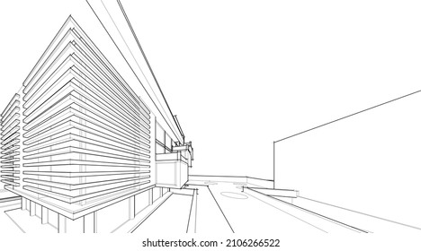 Architectural Sketch Building Stock Vector (Royalty Free) 2106266522 ...