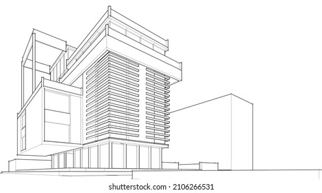 Architectural Sketch Building Stock Vector (Royalty Free) 2106266531 ...