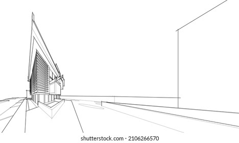 Architectural Sketch Building Stock Vector (Royalty Free) 2106266570 ...