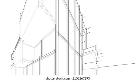 Architectural Sketch Building Stock Vector (Royalty Free) 2106267293 ...