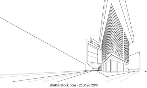 Architectural Sketch Building Stock Vector (Royalty Free) 2106267299 ...