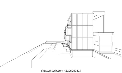 Architectural Sketch Building Stock Vector (Royalty Free) 2106267314 ...