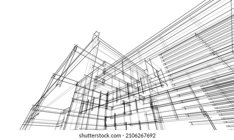 Architectural Sketch Building Stock Vector (Royalty Free) 2106267692 ...