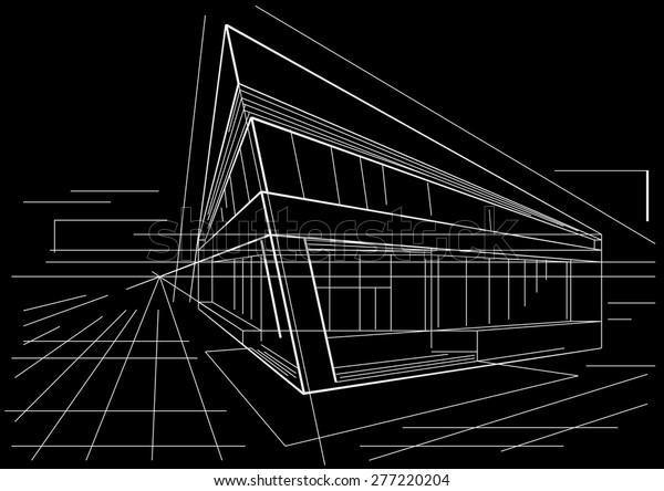 Architectural Sketch Modern Corner Building On: เวกเตอร์สต็อก (ปลอดค่า ...