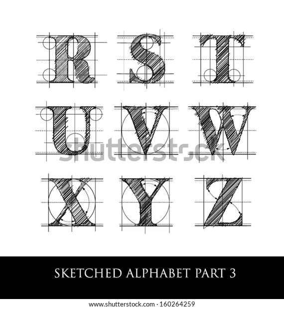 Architectural Sketched Letters Set 1 Stock Vector (Royalty Free) 160264259