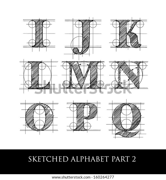 Architectural Sketched Letters Set 2 Stock Vector (Royalty Free) 160264277