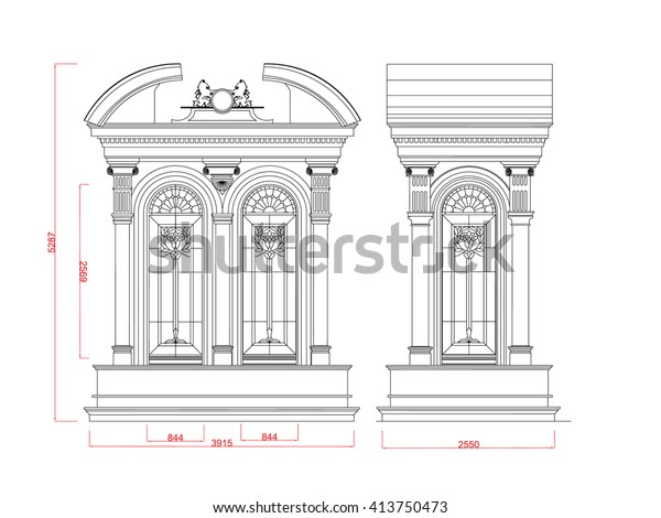 Architectural Window Vector Line Work Black Stock Vector (Royalty Free ...