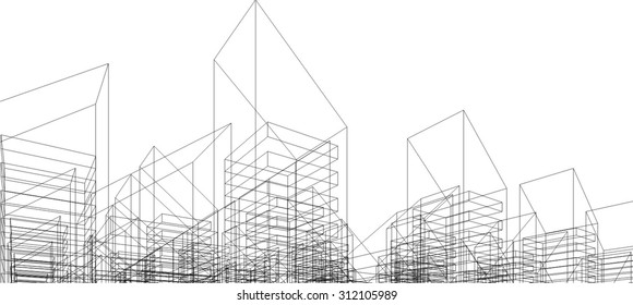 Architecture Building 3d Mesh Background Stock Vector (Royalty Free ...