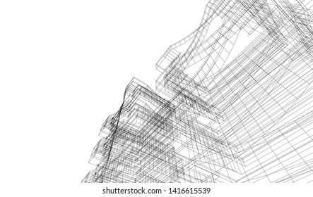 Linear View Abstract Modern 3d Architecture Stock Vector (Royalty Free ...