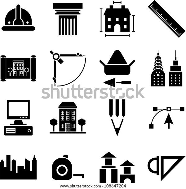 icônes architecture, construction, bâtiments et outils : image ...