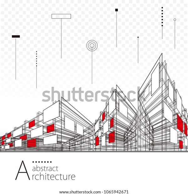 Architecture Creative City Building Perspective Lines Stock Vector ...
