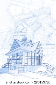 Architecture Design Blueprint House Vector Illustration Stock Vector ...