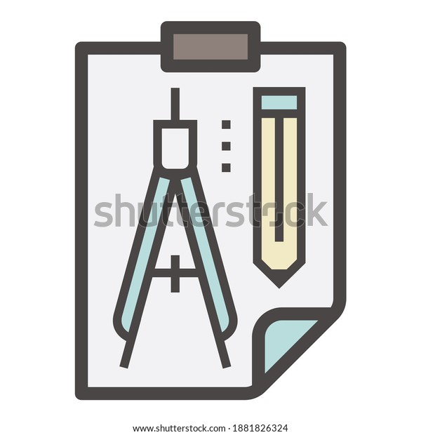 Architecture Design Plan Compass Pencil Flat: เวกเตอร์สต็อก (ปลอดค่า ...