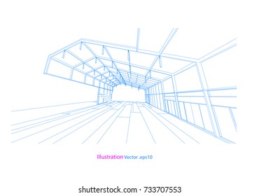 Architecture Drawing Modern Structure Steel Vector Stock Vector ...