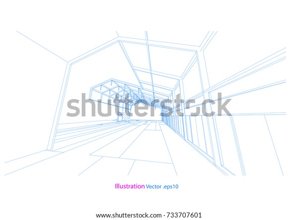 Architecture Drawing Modern Structure Steel Vector Stock Vector ...