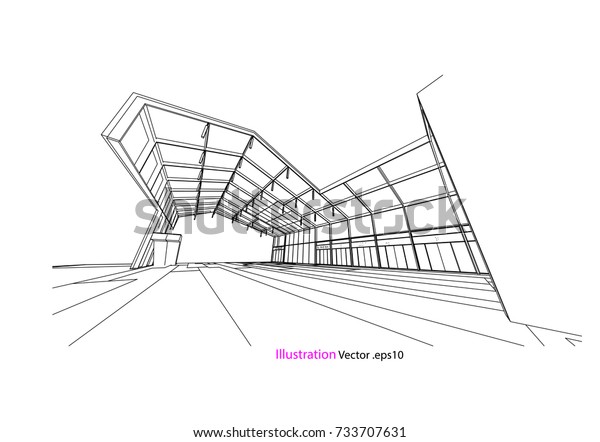 Architecture Drawing Modern Structure Steel Vector Stock Vector ...