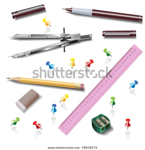 Architecture Drawing Tools Isolated On White Stock Vector (Royalty Free ...