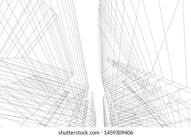 Architecture Geometric Background Abstract Lines 3d Stock Vector ...