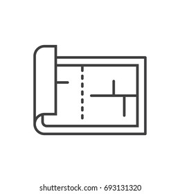 Architecture House Plan Line Icon Paper: vector de stock (libre de ...