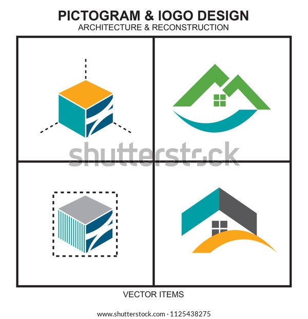 Architecture Reconstruction Vector Pictograms Logos More Stock Vector ...