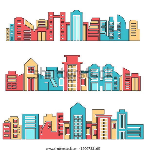 Architecture Skyscraper Skyline Vector Set Stock Vector (Royalty Free ...