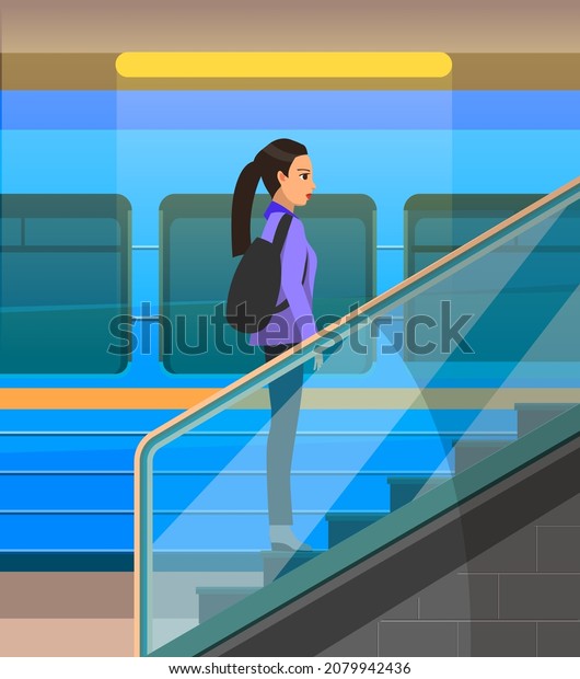 Architecture Stair Lift Elevator Metro Escalator Stock Vector (Royalty ...