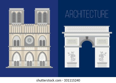 Architecture Two Buildings Illustrated Different Structure Stock Vector ...