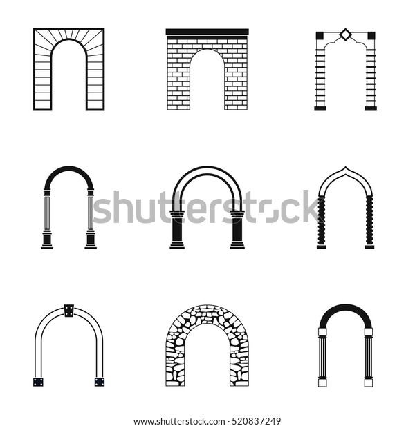 Archway Icons Set Simple Illustration 9 Stock Vector (Royalty Free ...