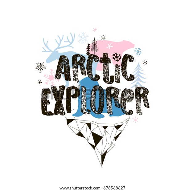 Arctic Explorer Typographic Print Polar Animals Stock Vector (Royalty ...