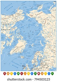 Arctic Ocean Political Map Vintage Colors Stock Vector (Royalty Free ...