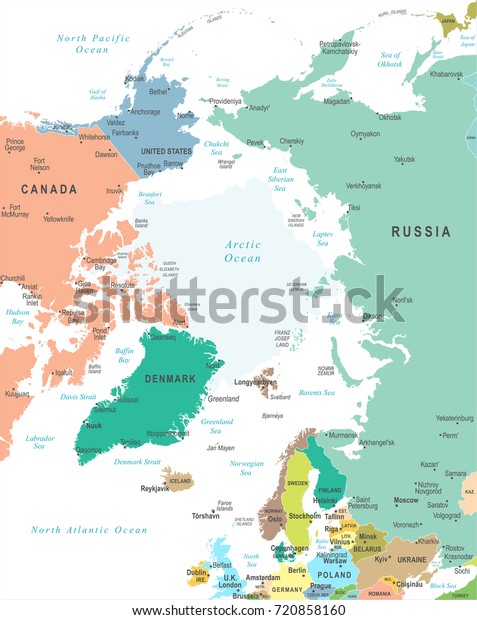 Arctic Region Map Detailed Vector Illustration Stock Vector (Royalty ...