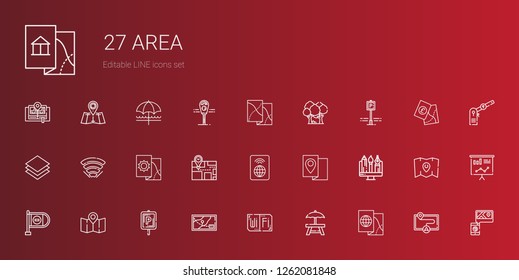 Area Icons Set Collection Area Map Stock Vector (Royalty Free ...