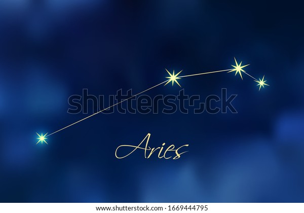 Ilustración vectorial de la constelación Aries. Estrellas en cielo azul ...