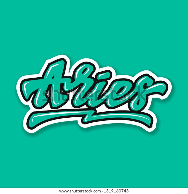 Aries Zodiac Hand Lettering Vector Stock Vector (Royalty Free ...