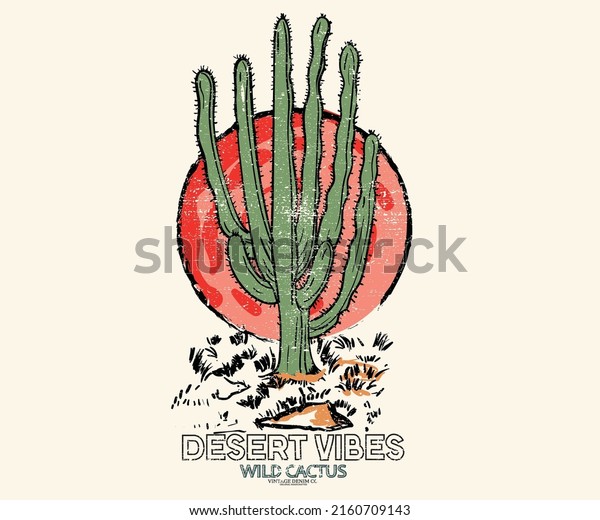 Arizona Cactus Vector Print Design Cactus Stock Vector (Royalty Free ...
