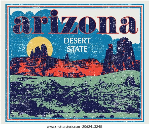 Arizona Retro Vector Artwork Apparel Sticker Stock Vector (Royalty Free ...