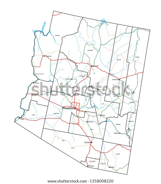 Arizona Road Highway Map Vector Illustration Stock Vector (Royalty Free ...