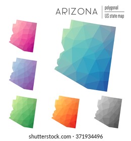 Arizona State Map Geometric Polygonal Style: เวกเตอร์สต็อก (ปลอดค่า ...