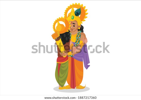 Arjuna Hugging Lord Krishna Vector Graphic Stock Vector (Royalty Free ...