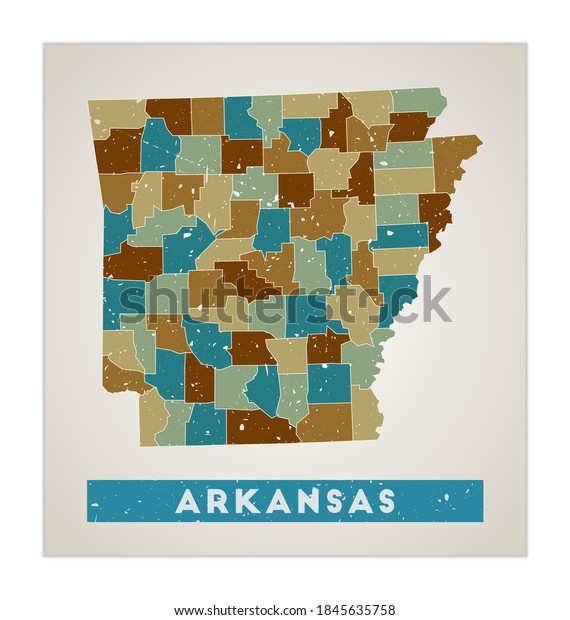 Arkansas Map Us State Poster Regions Stock Vector (Royalty Free ...