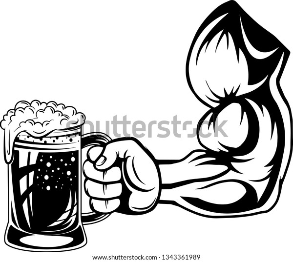 Arm Raised Hand Holding Beer 库存矢量图（免版税）1343361989 | Shutterstock