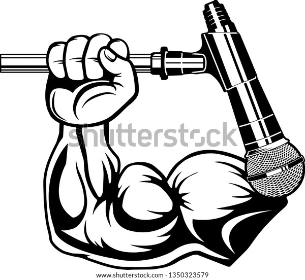 Arm Raised Hand Holding Microphone Media Stock Vector (Royalty Free ...