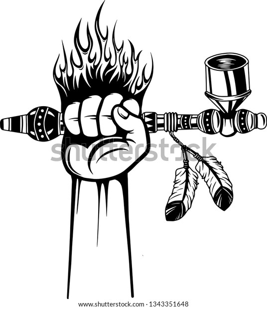 Arm Raised Hand Holding Native American Stock Vector (Royalty Free ...