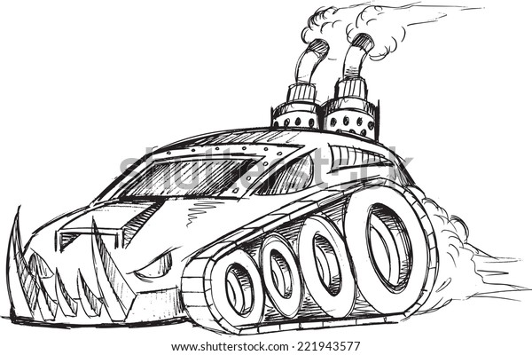 Armored Car Tank Vector Sketch Illustration Stock Vector (Royalty Free ...