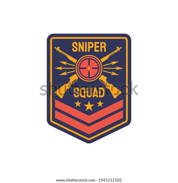 Armored troops emblem isolated sniper squid with crossed rifles and aim ...