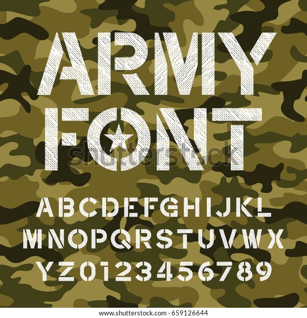 Army Alphabet Font Distressed Type Letters Stock Vector (Royalty Free ...