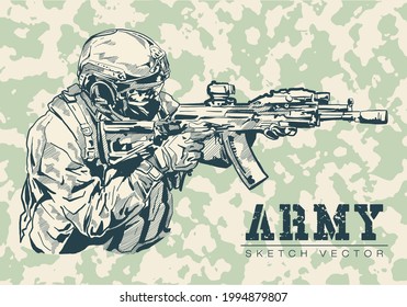 Army Hand Drawn Sketch Vector Illustration Stock Vector (Royalty Free ...